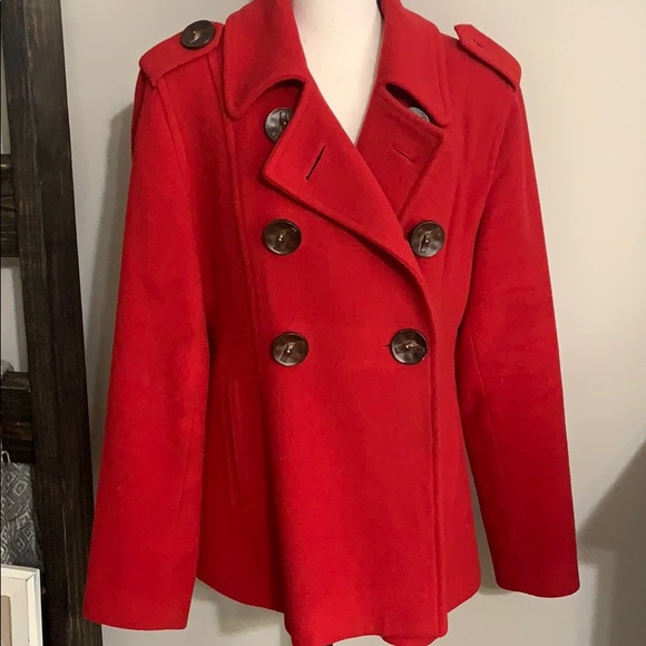 Boston Proper | Jackets & Coats | Boston Proper Red Wool Pea Coat ...